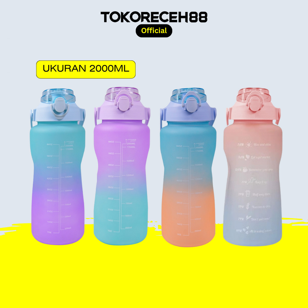 Jual BOTOL AIR MINUM JUMBO PELANGI 2L 2 LITER 2000ML GRADASI RAINBOW FREE STICKER BPA FREE ...