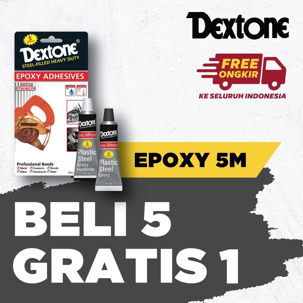 Jual Dextone Lem Besi Epoxy 5 Menit - 48 gr ( Beli 5 Gratis 1 ...