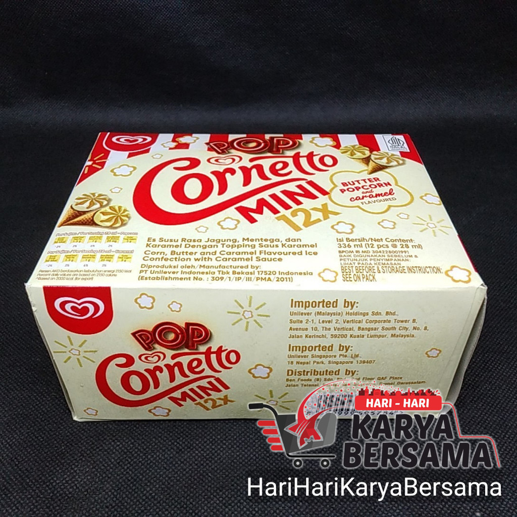 Jual ICE CREAM WALL'S CORNETTO MINI BUTTER POPCORN CARAMEL BOX 12'S X ...