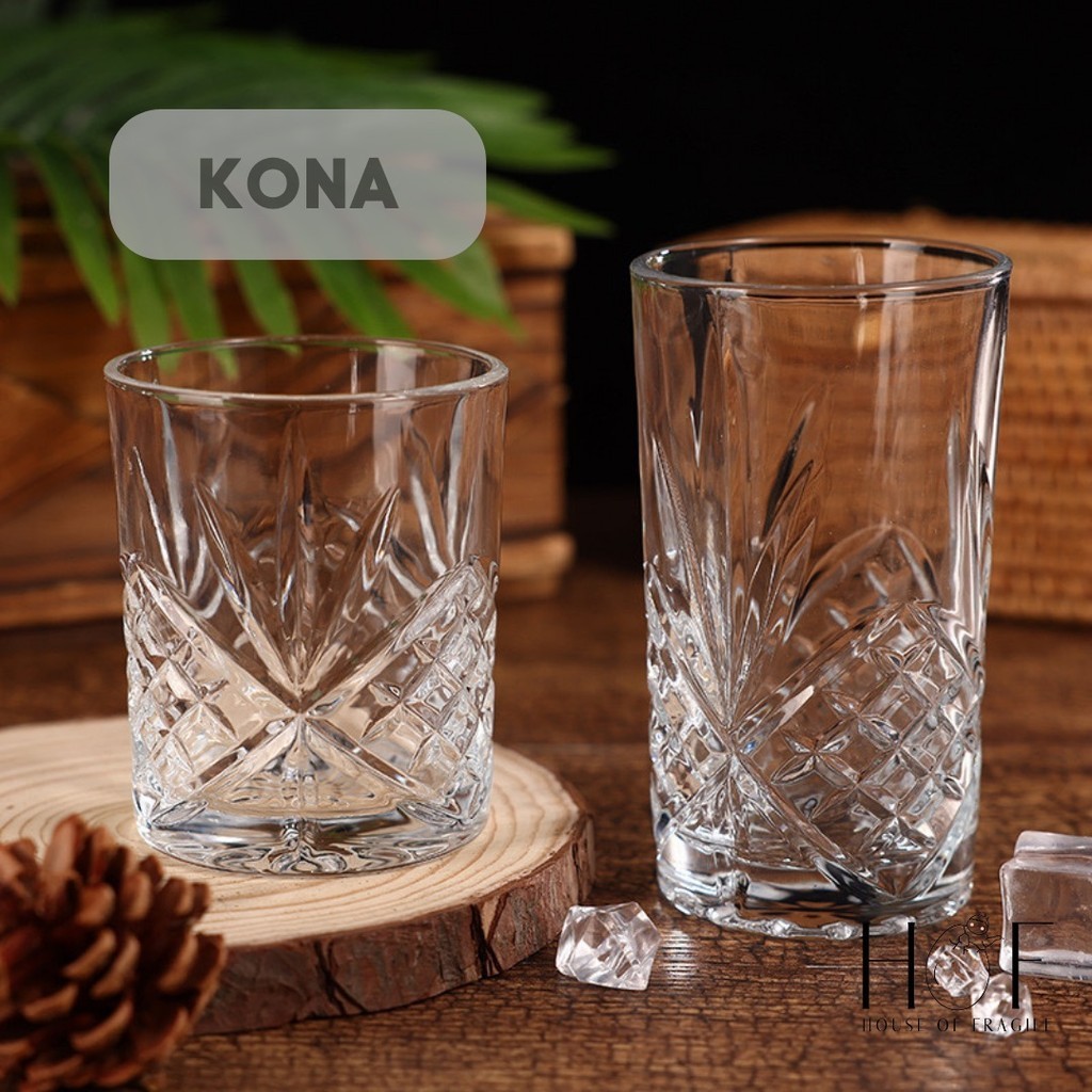 Jual [HOF] KONA Gelas Kaca Estetik - Aesthetic Bar Rock Glass Cafe Unik ...