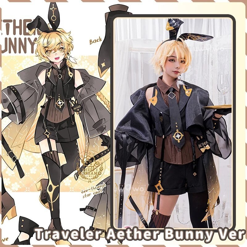 Jual In Stock UWOWO Genshin Impact Fanart: Aether Cosplay Costume Bunny ...