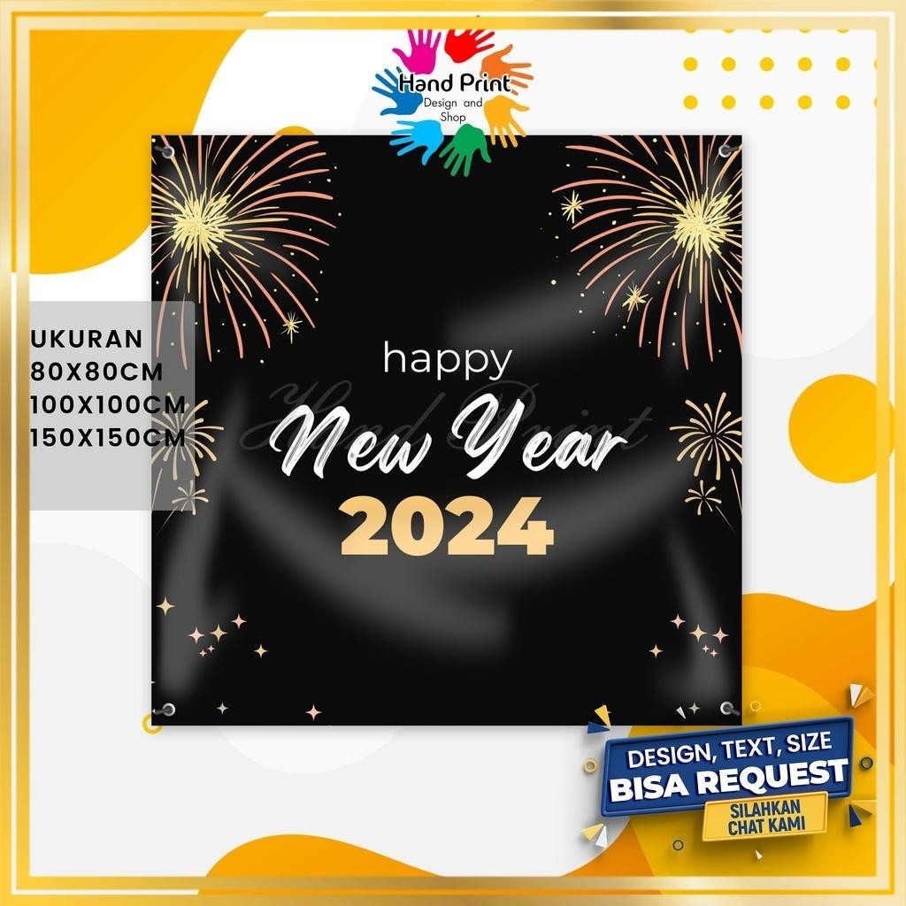 Jual SPANDUK / BANNER Selamat Tahun Baru Happy New Year E 150x150CM ...