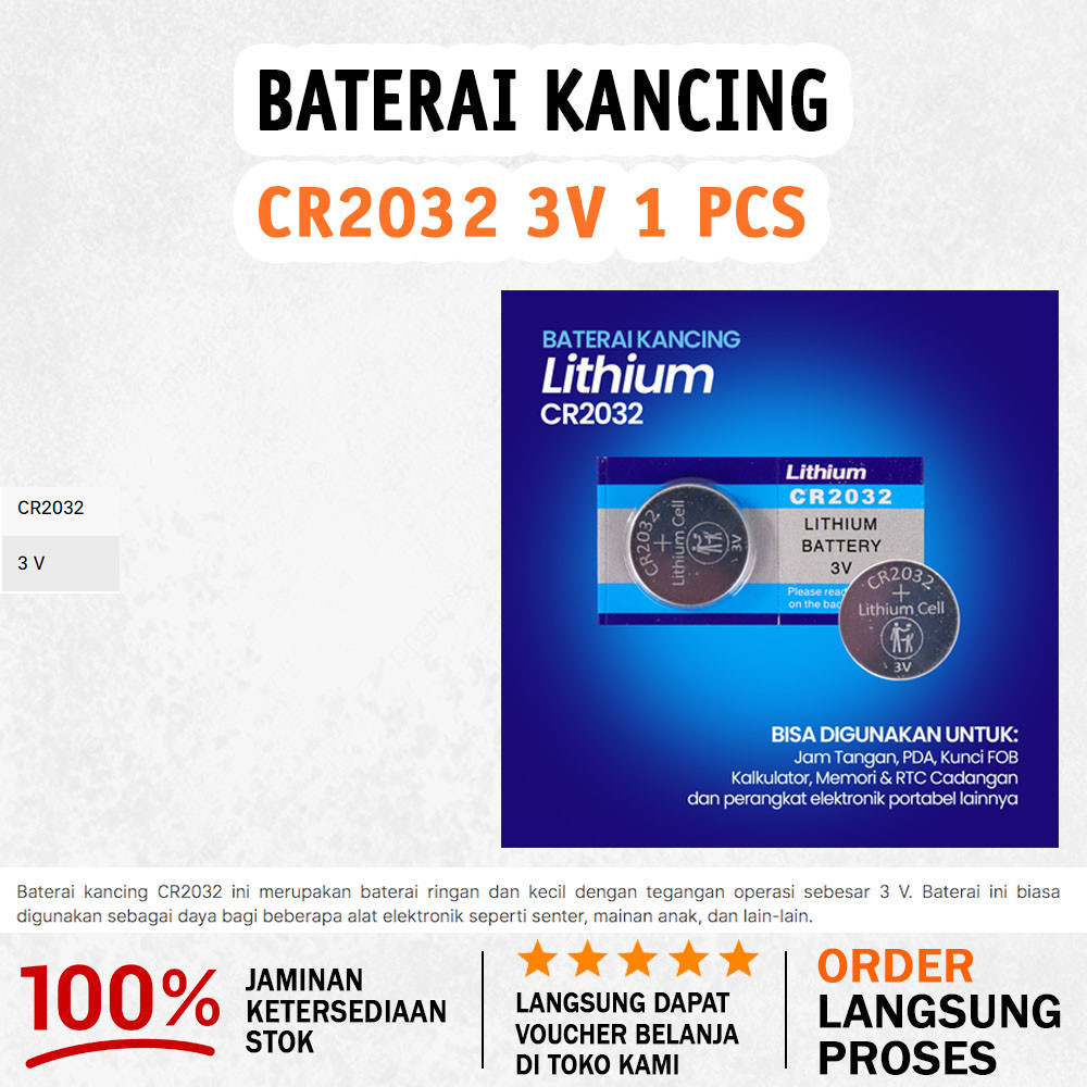 Jual Baterai Kancing | CR2032 3V (Harga/1 PCS) | Shopee Indonesia