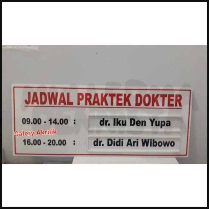 Jual sign label sign board acrylic papan nama jadwal praktek dokter ...