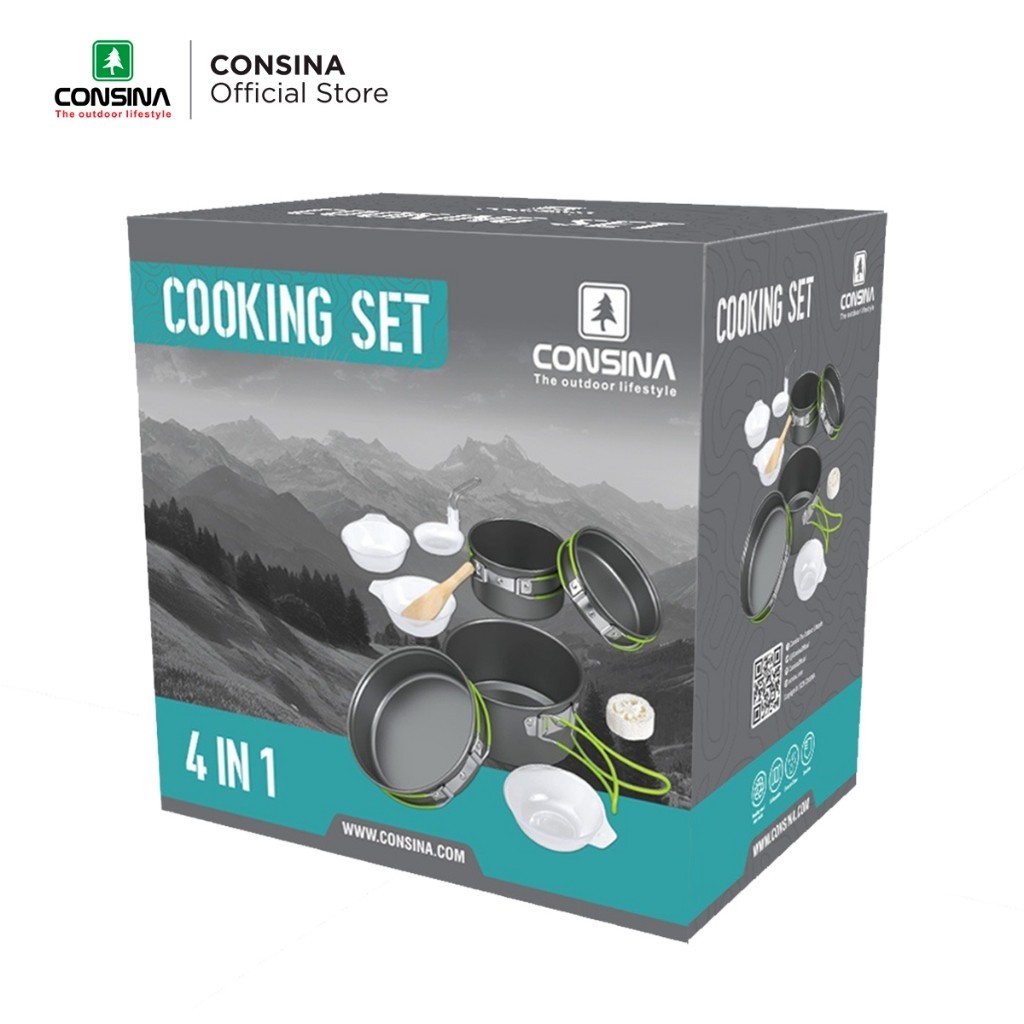 Jual Consina Cooking Set 4 in 1 Alat Masak Camping Outdoor Nesting set ...