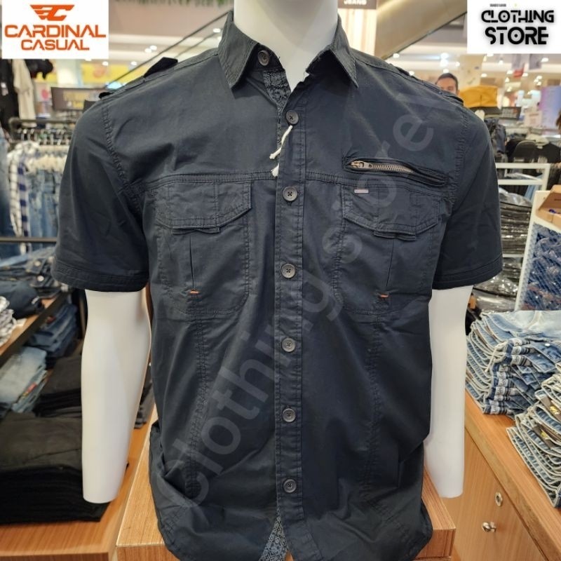 Jual CARDINAL CASUAL ORIGINAL kemeja pria lengan pendek hitam ...