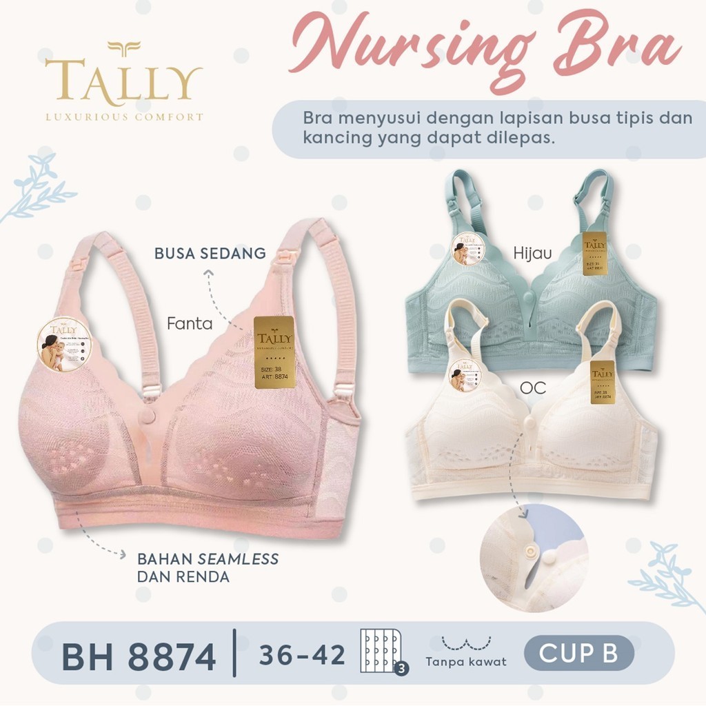 Jual TALLY Bra BH Menyusui Cup B Besar - Kancing Depan & Atas || 8874 ...