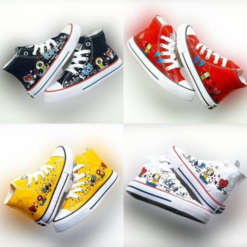 Jual sepatu anak converse all-star kids karakter BTS BT21 high | Shopee ...