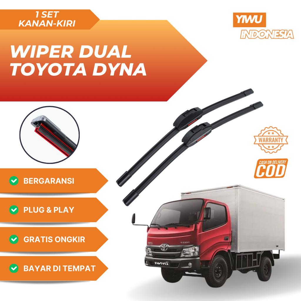 Jual Wiper Dual Toyota Dyna 2 Lapis Karet Blade 1 Set Kiri dan Kanan ...