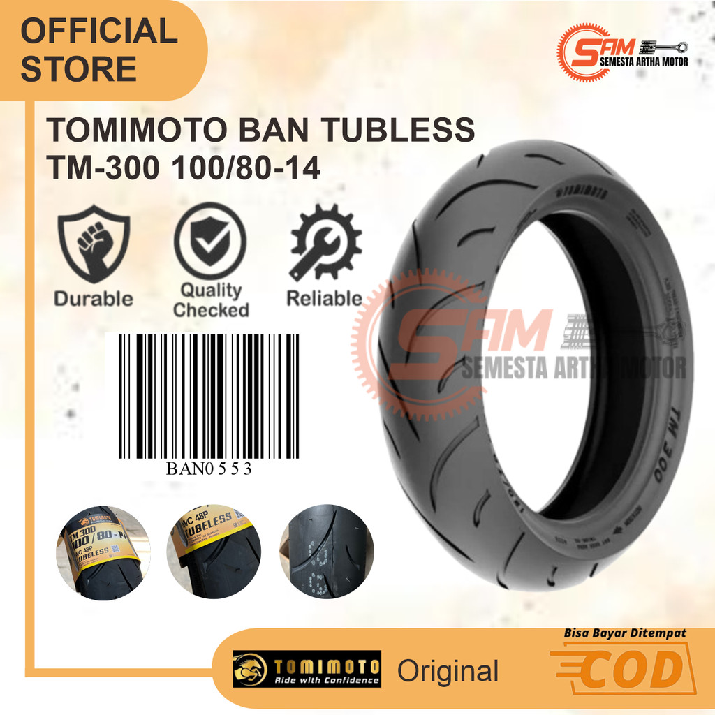 Jual Tomimoto Ban Luar TM300 100/80 Ring 14 Tubeless Medium Compound ...