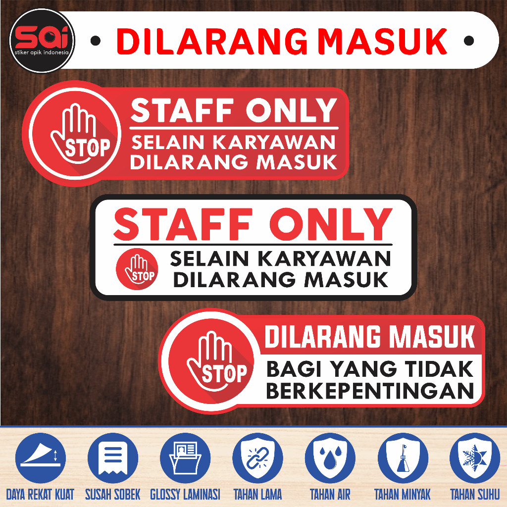 Jual STIKER VINYL STAFF ONLY - SELAIN KARYAWAN DILARANG MASUK ...
