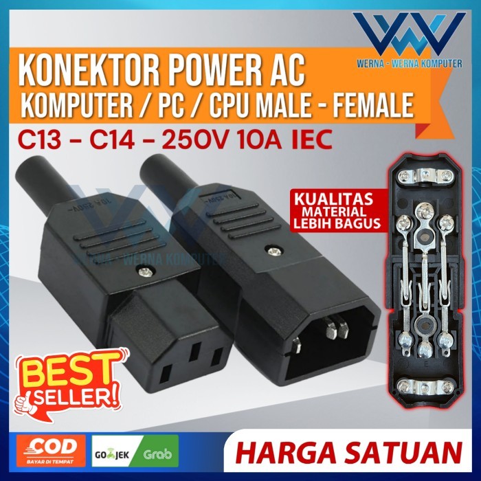 Jual Socket Konektor Power Komputer C14 C13 Male Female AC 220V 10A | Shopee Indonesia