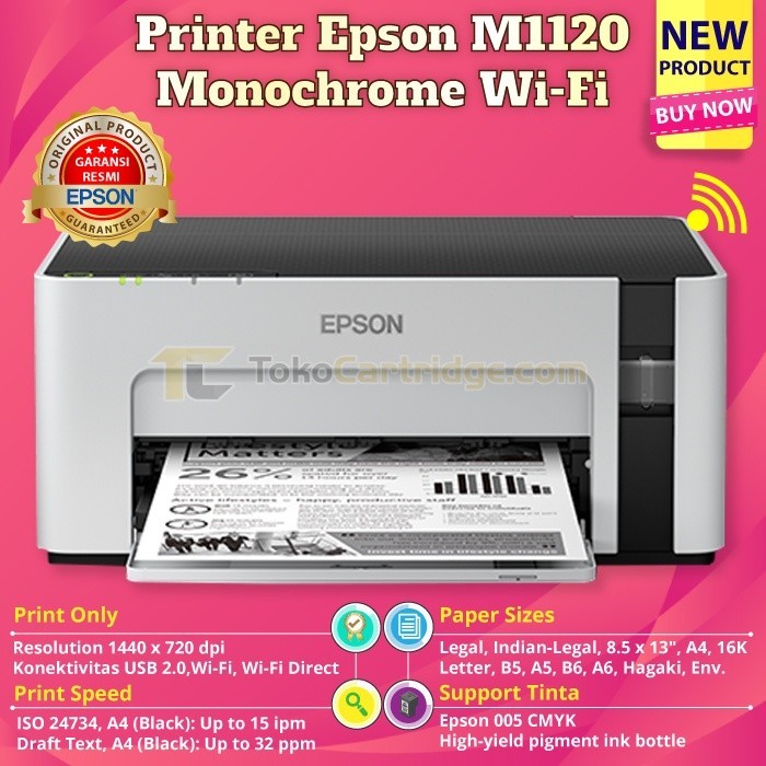 Jual Printer Epson EcoTank M1120 Monochrome Wi-Fi Ink Tank Wireless A4 ...