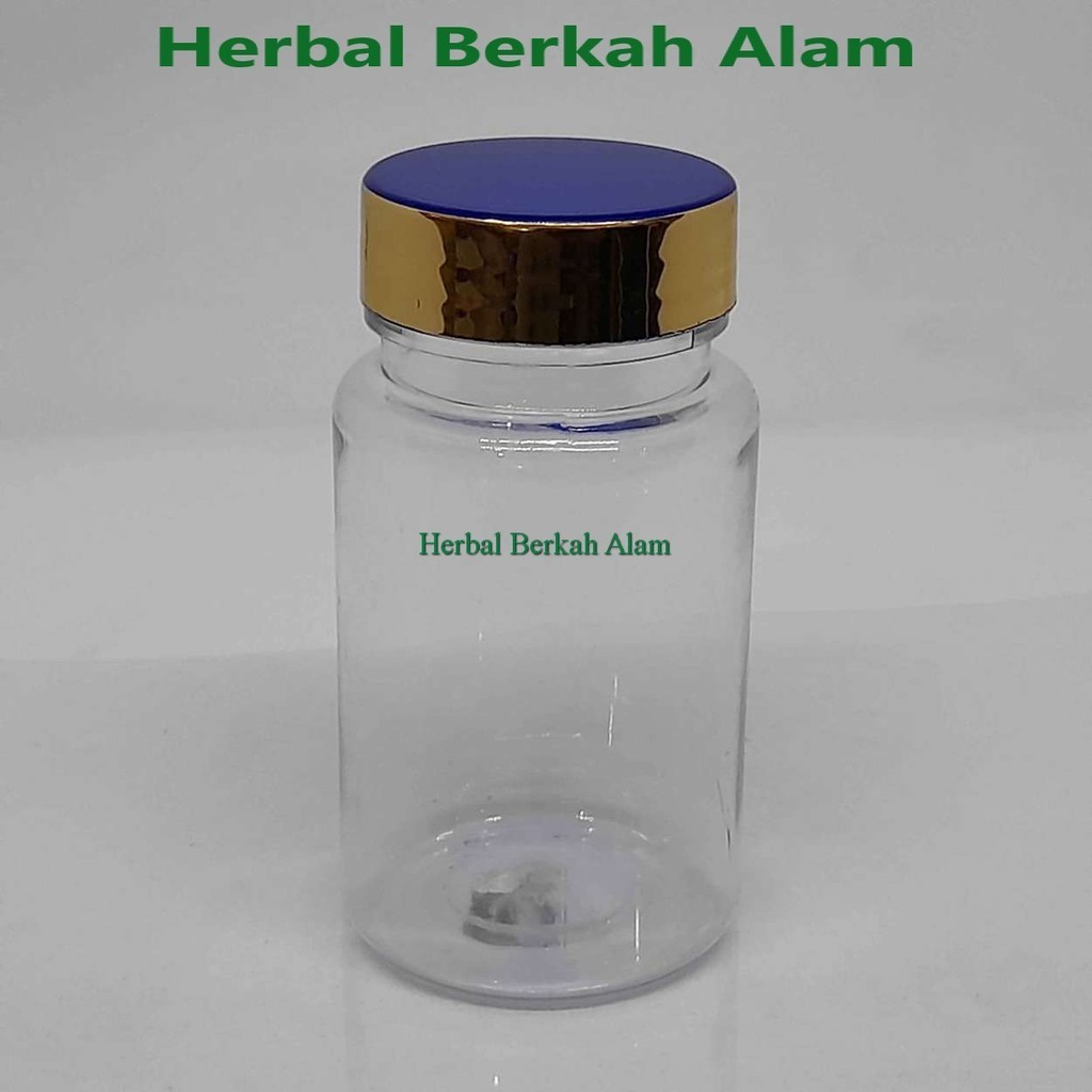 Jual Botol Obat 120 ml Natural Tutup Biru List Full Emas / Botol Obat ...