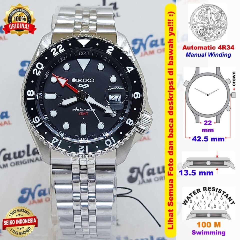 Jual promo diskon 70% Seiko 5 Sports SSK001K1 Auto GMT Black Dial - Jam ...