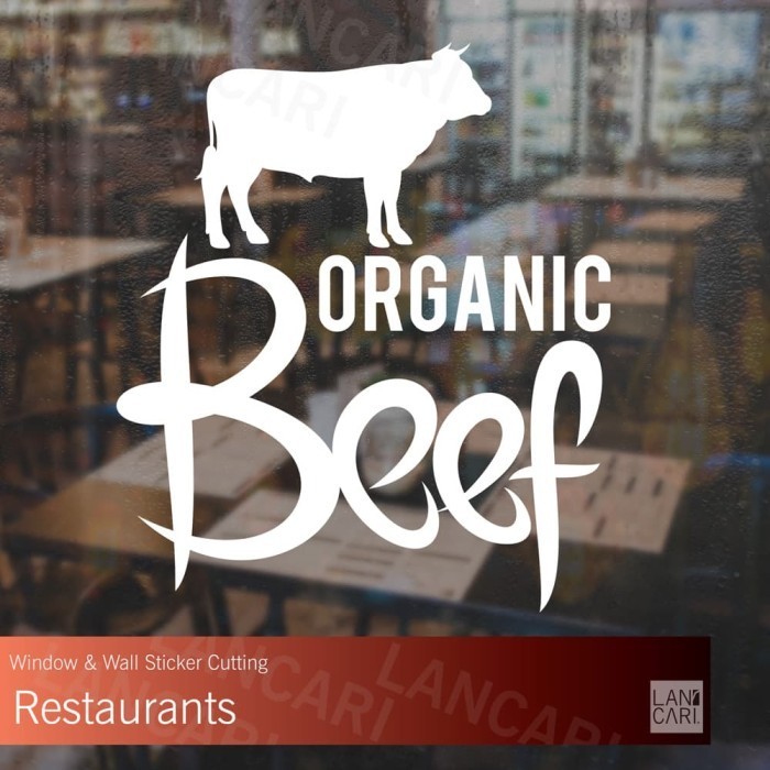 Jual Stiker Cutting Organic Beef Daging Sapi Restoran Sticker Dinding ...