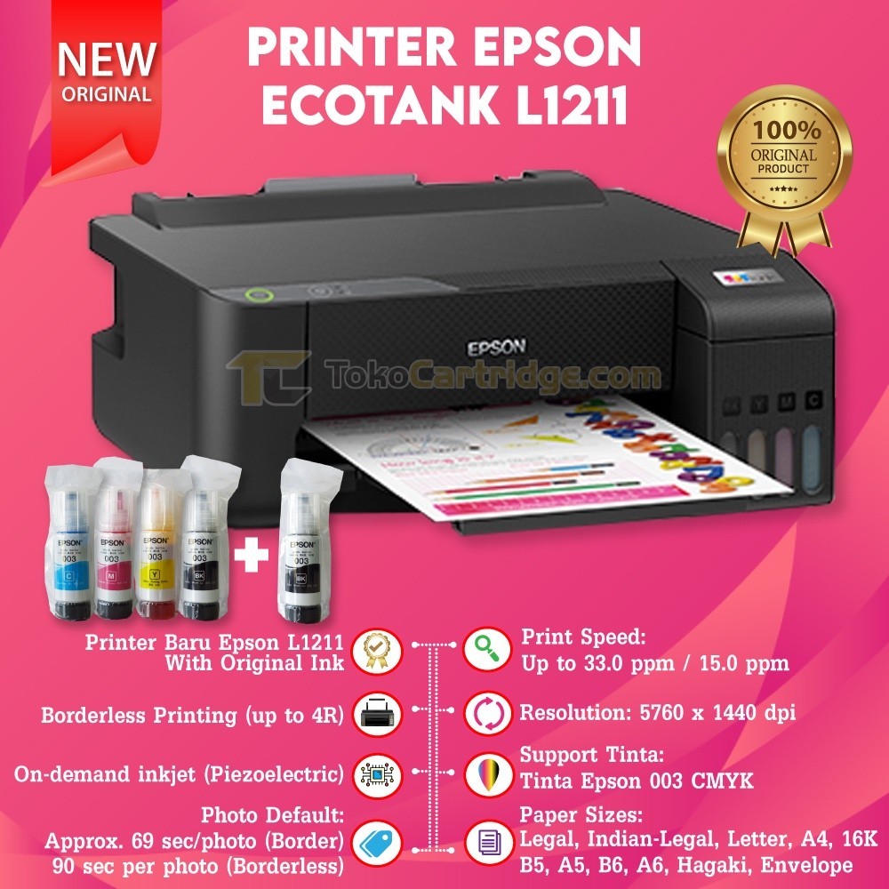 Jual Printer Epson EcoTank L1211 L 1211 New, Pengganti Epson L1110 With Original Ink Garansi ...