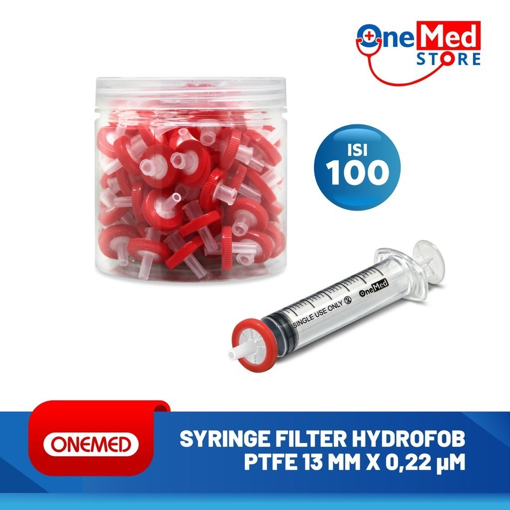 Jual ONEMED Syringe Filter Hydrophobic Nylon PTFE 13 mm x 0.22 um Isi ...