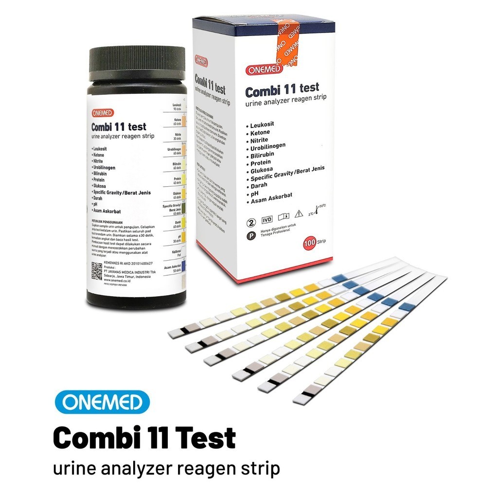 Jual ONEMED Combi 11 Test Urine Analizer Reagen Strip Box Isi 100 Pcs ...