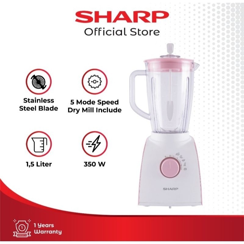 Jual SHARP EM-152P-PK 3in1 Blender Plastik Dry Mill & Chopper 1,5 L | Shopee Indonesia
