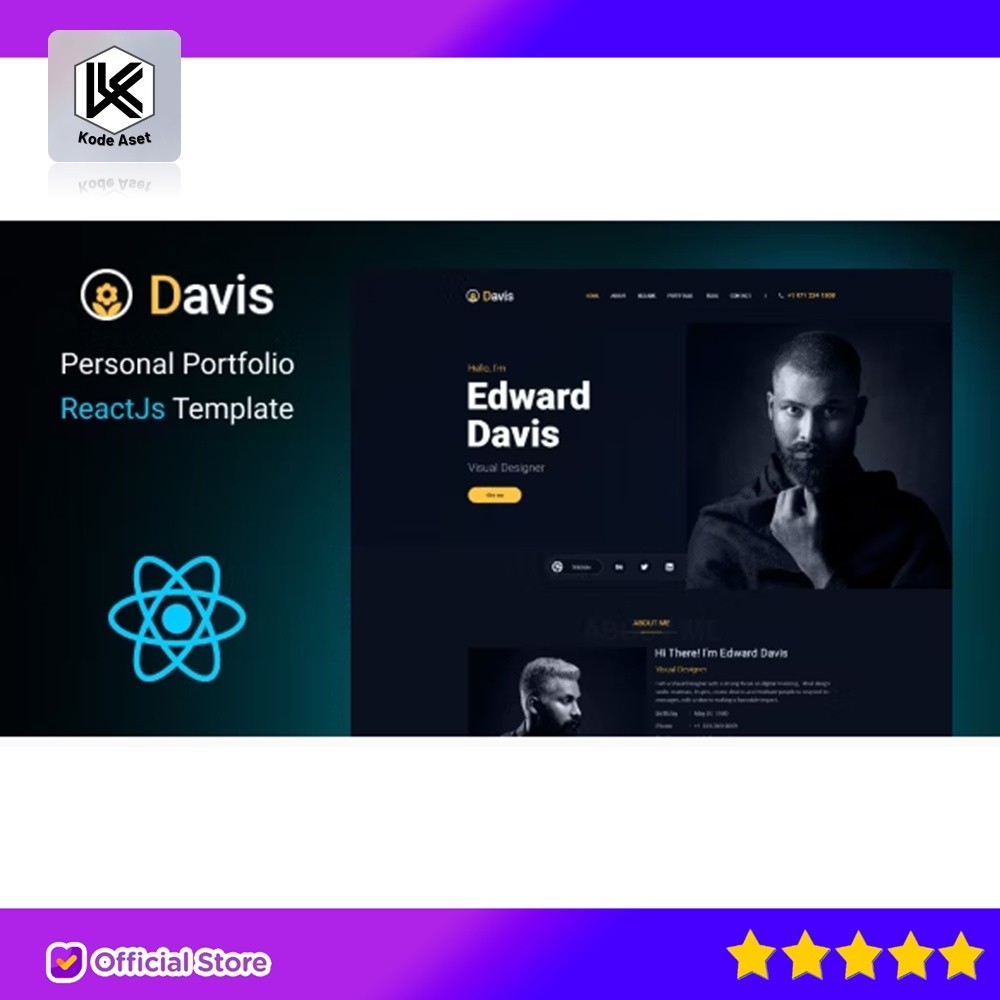 Jual DAVIS - PERSONAL PORTFOLIO REACTJS TEMPLATE BY FUZITECH | Shopee ...