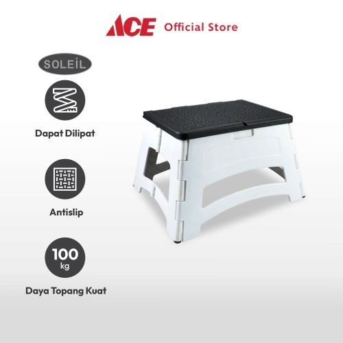 Jual BB67VF89 Ace Soleil Bangku Pijak Lipat - Putih/Hitam Foldable Step ...