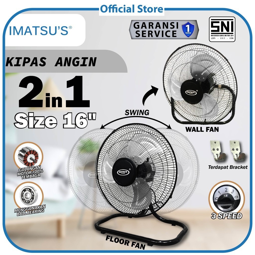 Jual Kipas Angin Lantai Dinding 16 Inch 2in1 Floor Wall Fan Tornado 2 in 1 | Shopee Indonesia