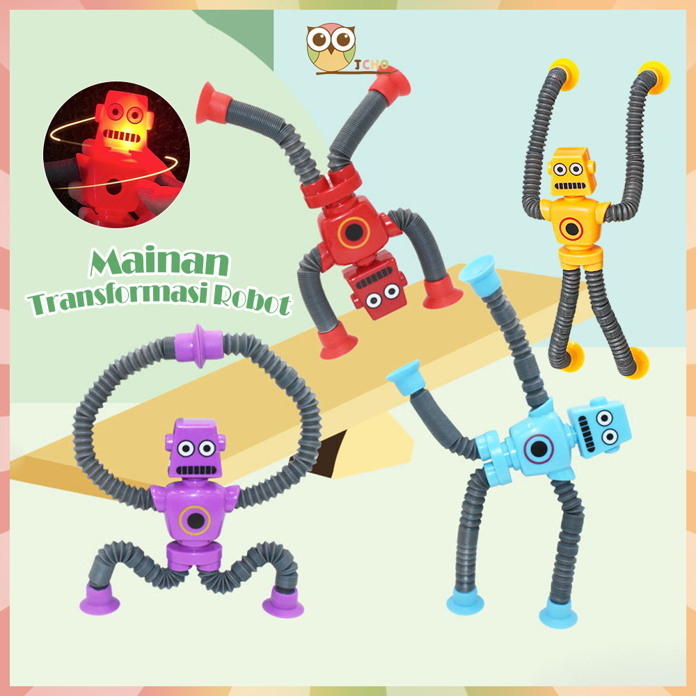 Jual JCHO LED Mainan Tabung Teleskopik Anak Robot Fidget Toy Suction ...