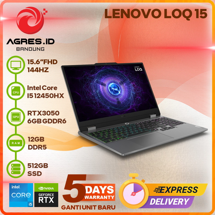 Jual LENOVO LOQ 15IAX9 12450HX RTX3050 12GB 512GB 15.6" FHD IPS 144HZ ...