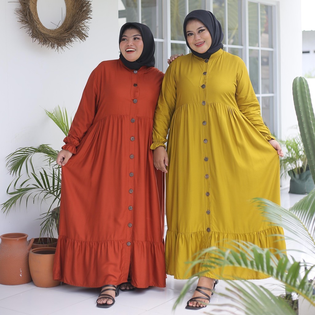 Jual [ LD 130 160] Gamis Sasa Jumbo Gamis Kancing Jumbo Longdress Bahan ...