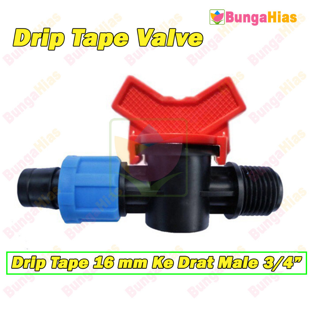 Jual Valve Drip Tape 16 mm x 3/4 Male Drat Stop Keran Kran Selang Air Offtake Hidroponik Irigasi ...