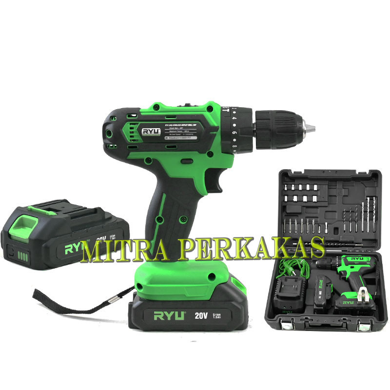 Jual Mesin Bor Baterai Tangan Cordless Drill Set Ryu Battery Impact ...