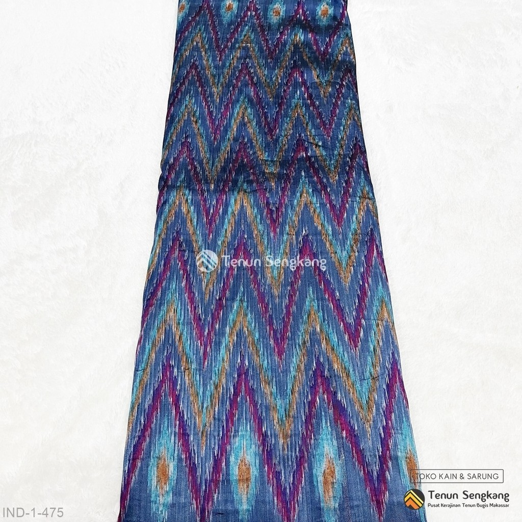 Jual Kain Tenun Ikat Sutra Bugis Makassar Biru Denim - Tenun Sengkang ...