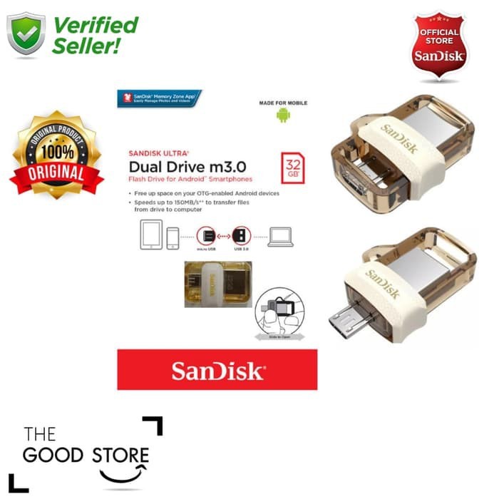 Jual FLASHDISK OTG MICRO M3.0 GOLD SANDISK 32GB (SPECIAL EDITION ...