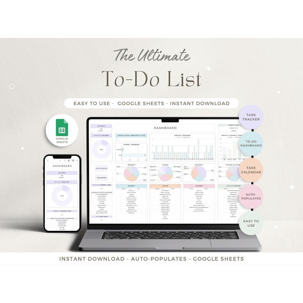 Jual To Do List Template Task Planner Spreadsheet Google Sheets Daily ...