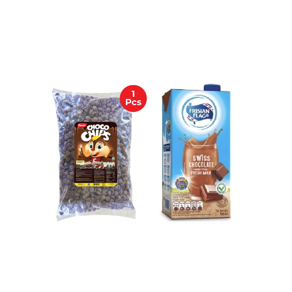 Jual Simba Choco Chips Sereal Cokelat 950 gr + Frisian Flag Susu UHT ...