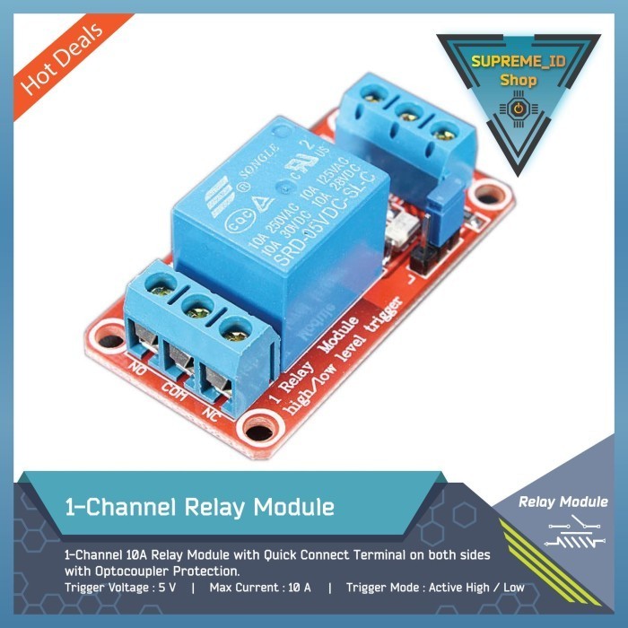 Jual 1-Channel Optocoupler 5V 12V 24V Relay Module + Adjustable Hi/Lo ...