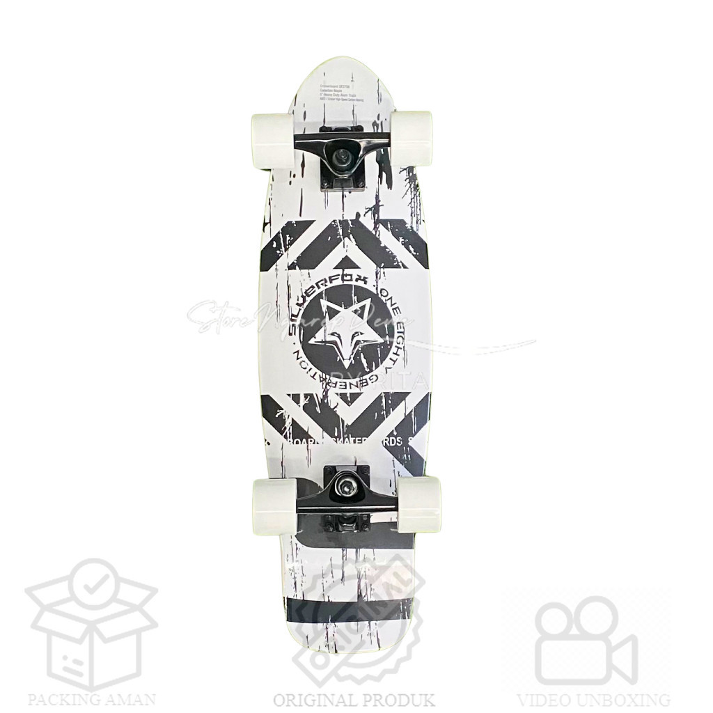 Jual SILVERFOX Skate Board Cruiser Black & White Papan Seluncur Ori ...