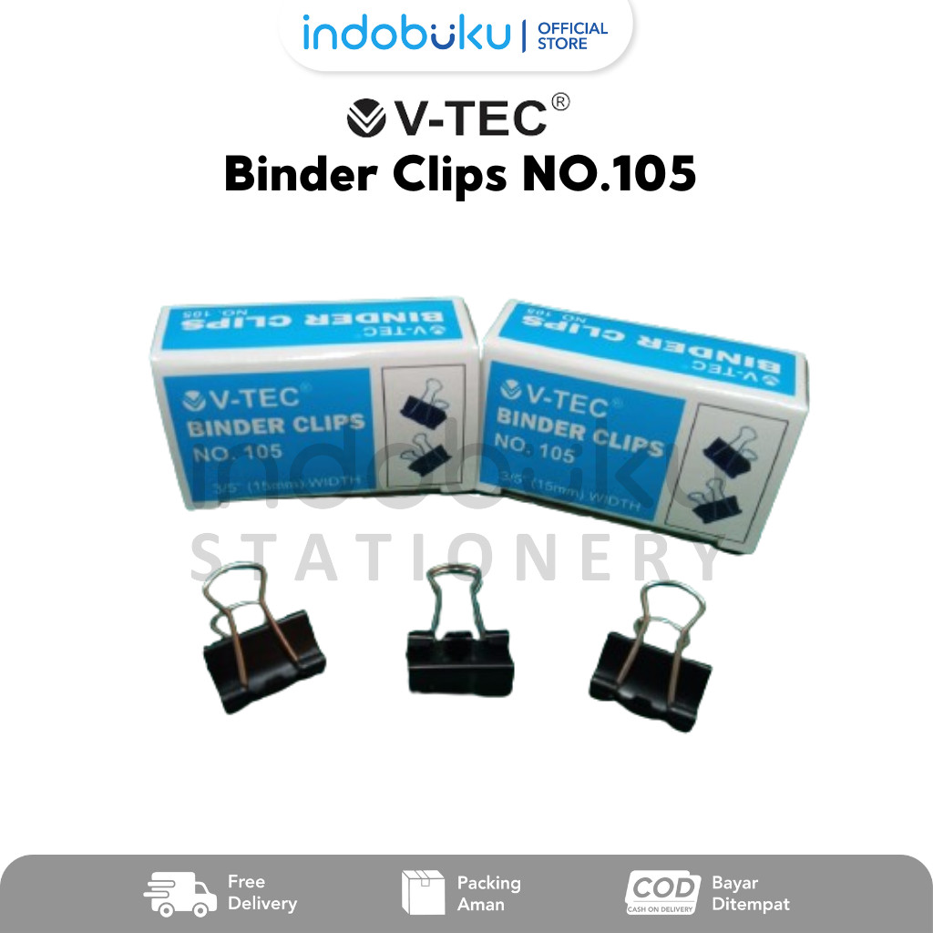 Jual Binder Clips NO.105 V-TEC (1 Pack 12pcs) | Shopee Indonesia