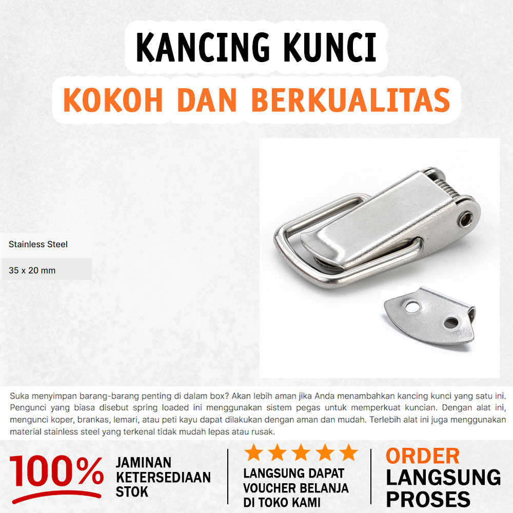 Jual Kancing Kunci Spring Loaded Toggle Latch Catch Hasp - Silver ...
