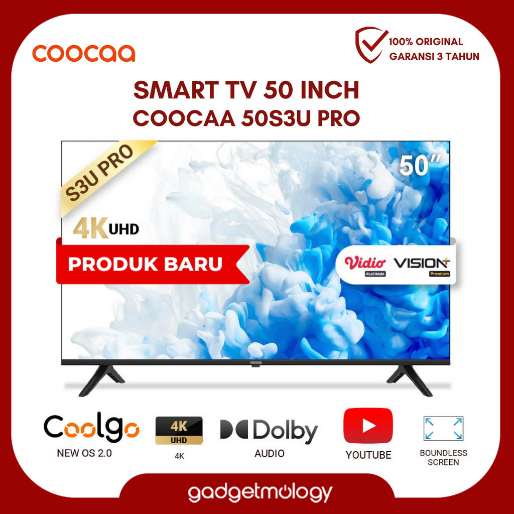 Jual COOCAA Smart TV 50 inch - Digital TV 4K UHD Dolby Audio Youtube ...
