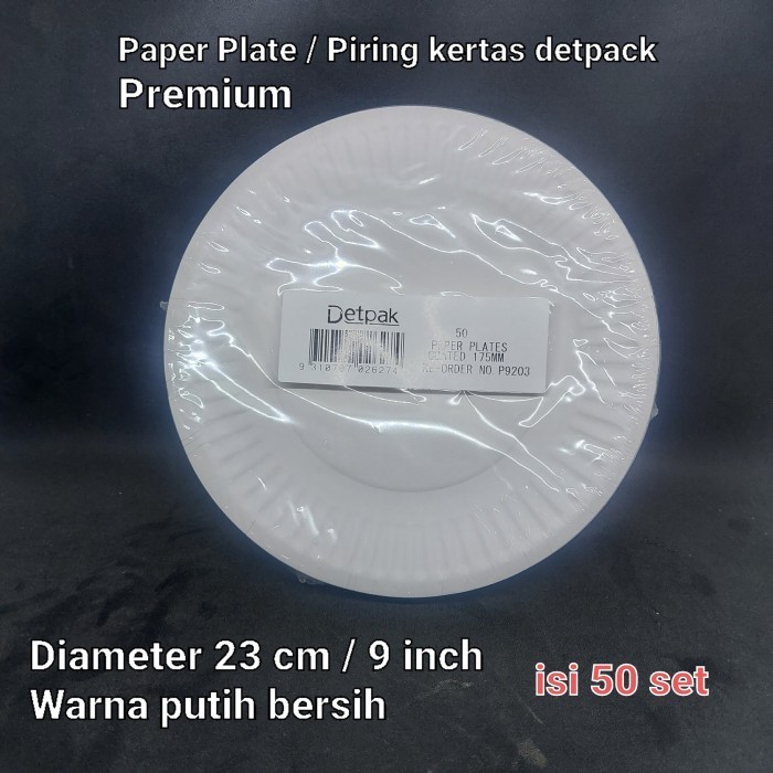 Jual Piring Kertas / Paper Plate 9" / 23 cm Detpack isi 50 pcs | Shopee ...