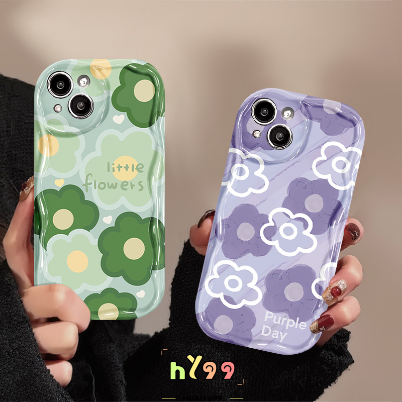 Jual INS Casing Lunak Bunga Hijau Ungu Kecil Segar Modis Musim Semi ...