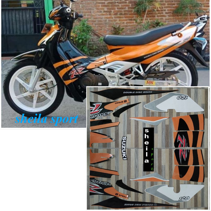 Jual striping Suzuki Satria hitam oren tahun 2001 2002 stiker lis ...