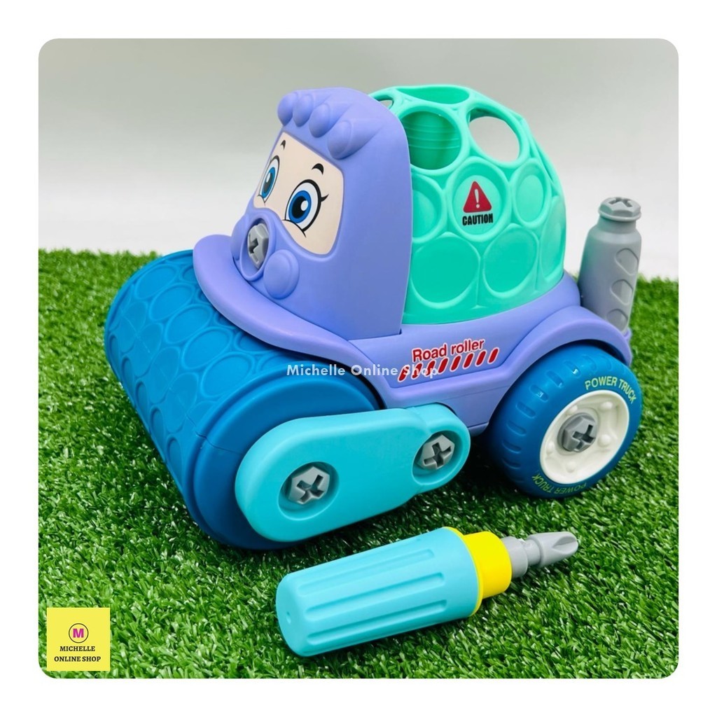 Jual Mainan Mobil Konstruksi Truk Road Roller Kontruksi DIY Premium ...