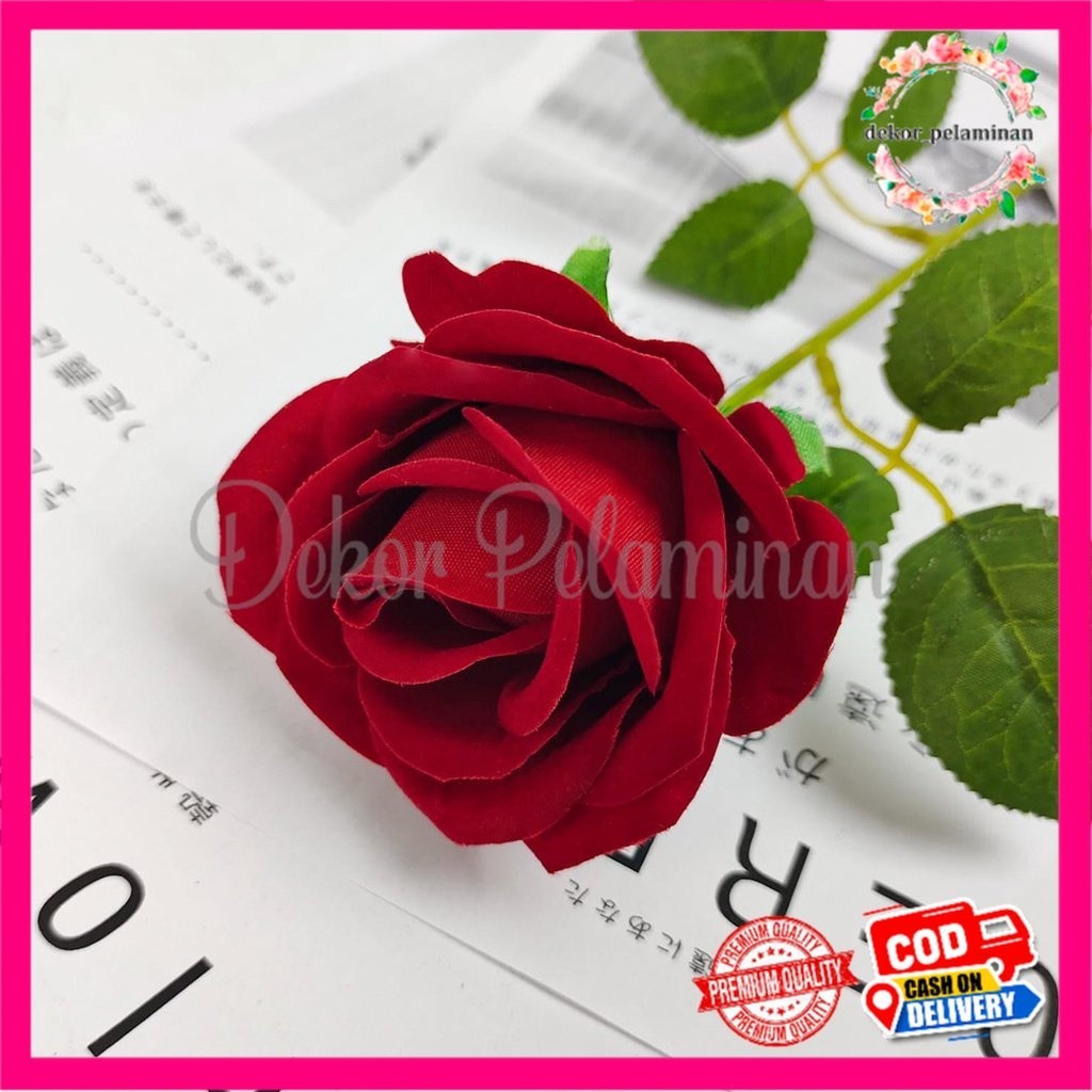 Jual Rose Bludru Bunga Mawar Panjang Tangkai 50cm Imitasi kain ...