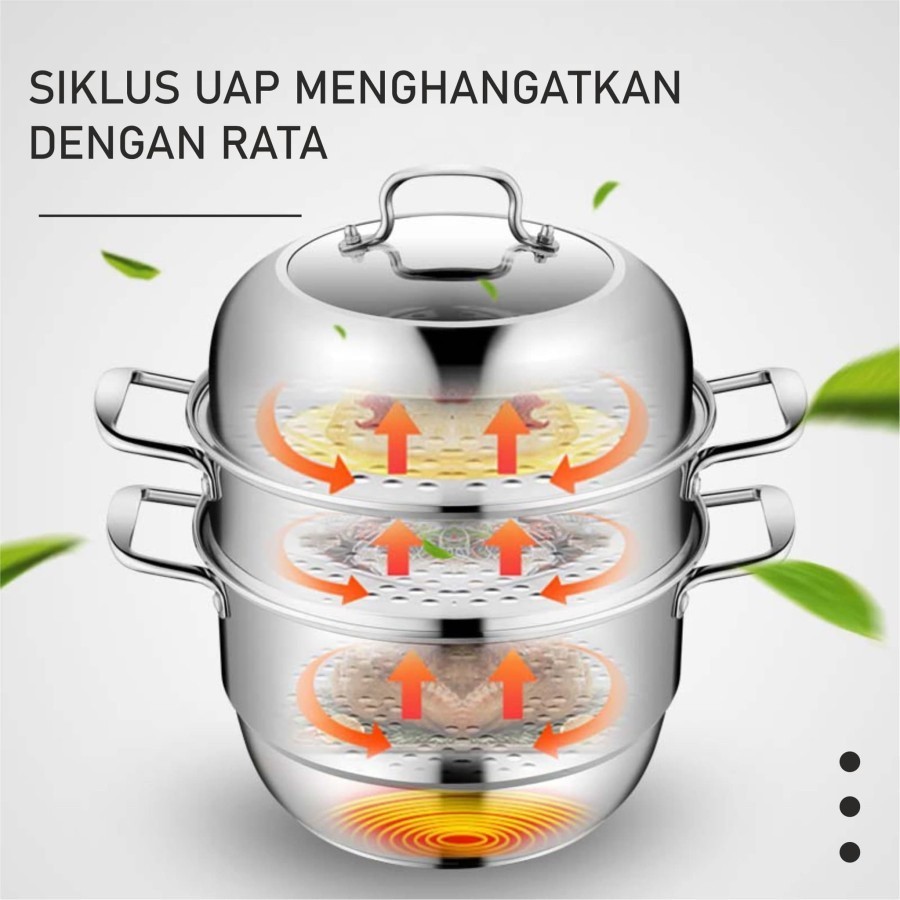 Jual PANCI KUKUS 3 SUSUN STEAMER STAINLESS STEEL NAGAKO / 3 TINGKAT ...