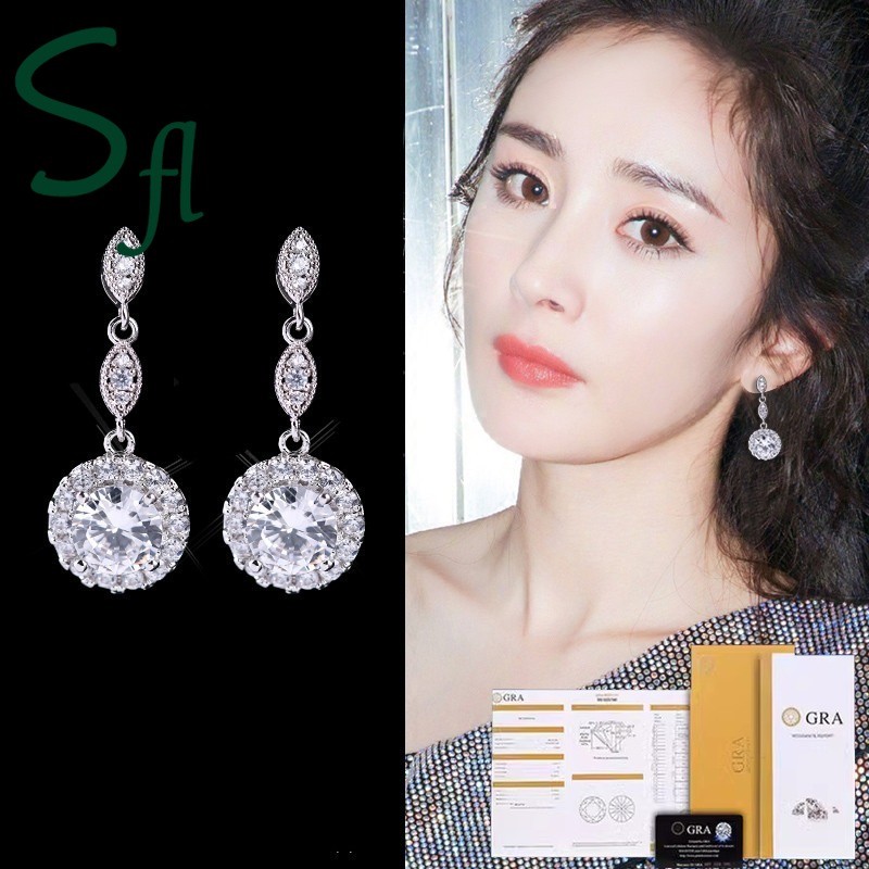 Jual SFL Set Anting Berlian Berkilau Rumbai Bentuk Zaitun Mata Setan ...
