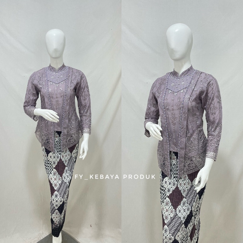 Jual SA56CD Kebaya Modern kebaya wisuda bahan tille safto model kutu baru kerah sanghai payet ...