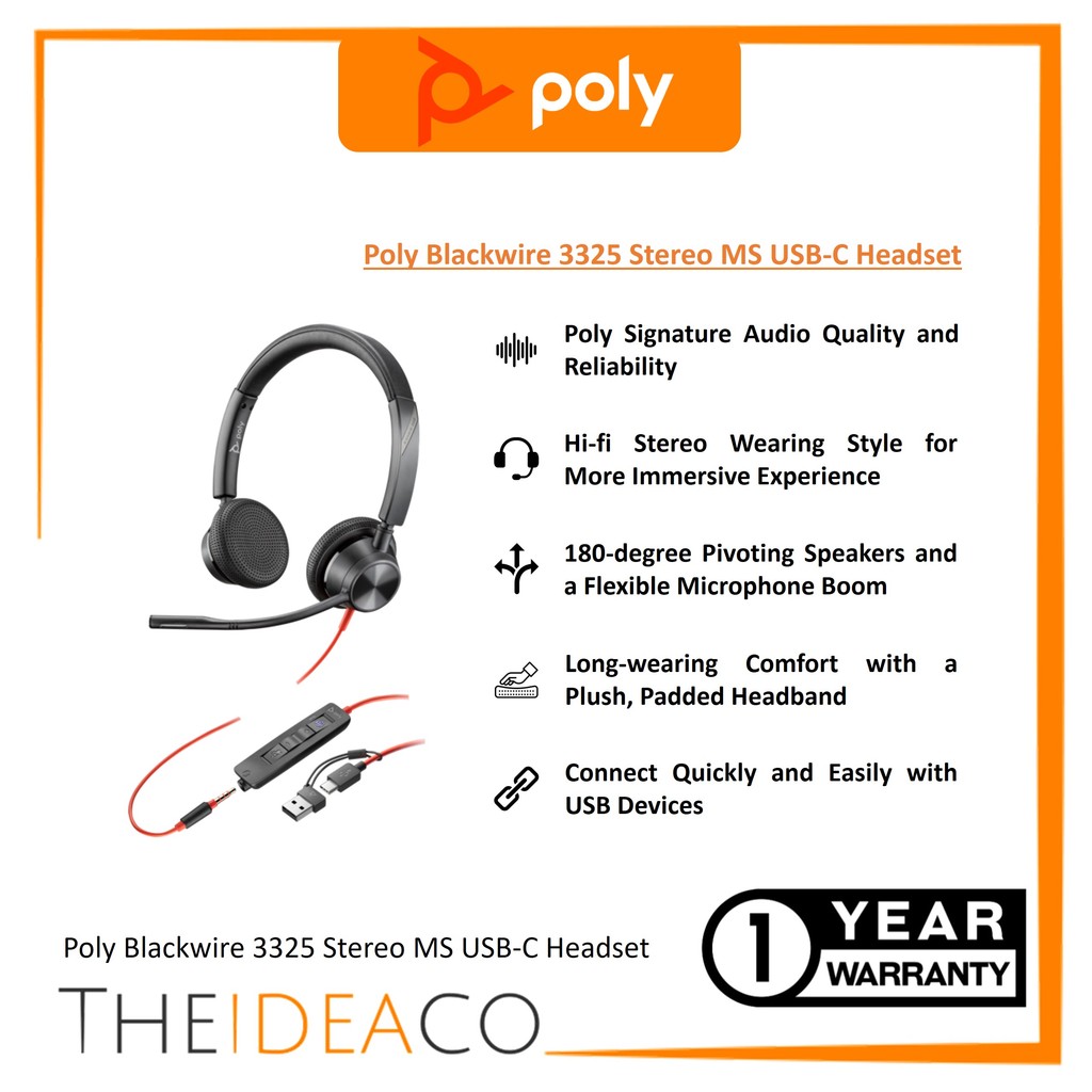 Jual Poly HP Blackwire 3325 Stereo Microsoft Teams Certified USB-C ...